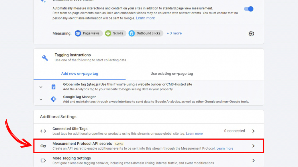 How to create a Measurement Protocol API Secret in Google Analytics 4