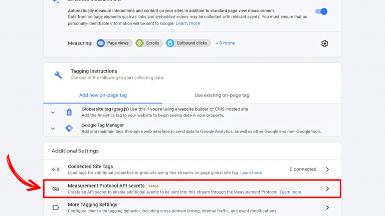 How to create a Measurement Protocol API Secret in Google Analytics 4