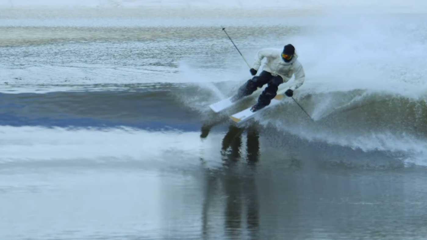 Video: Candide Thovex wave skiing the Wavegarden and Surf Snowdonia