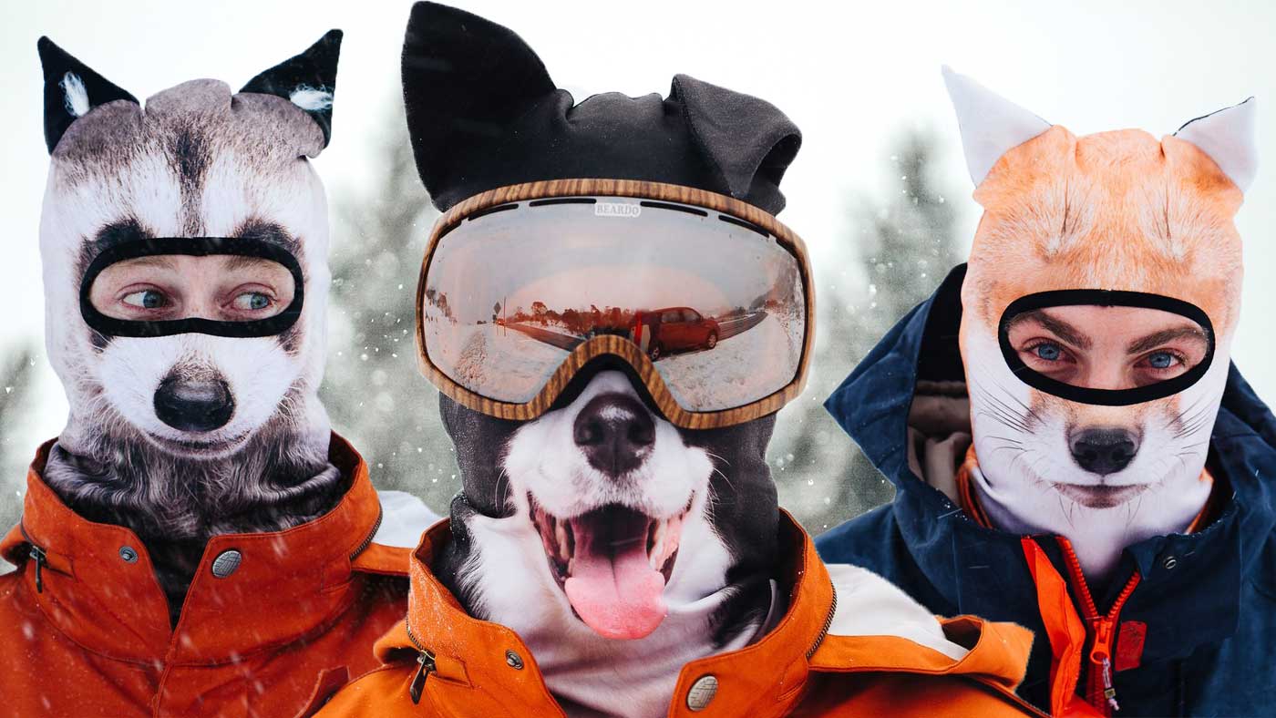 Shred the slopes in style with these ultra-realistic animal ski masks